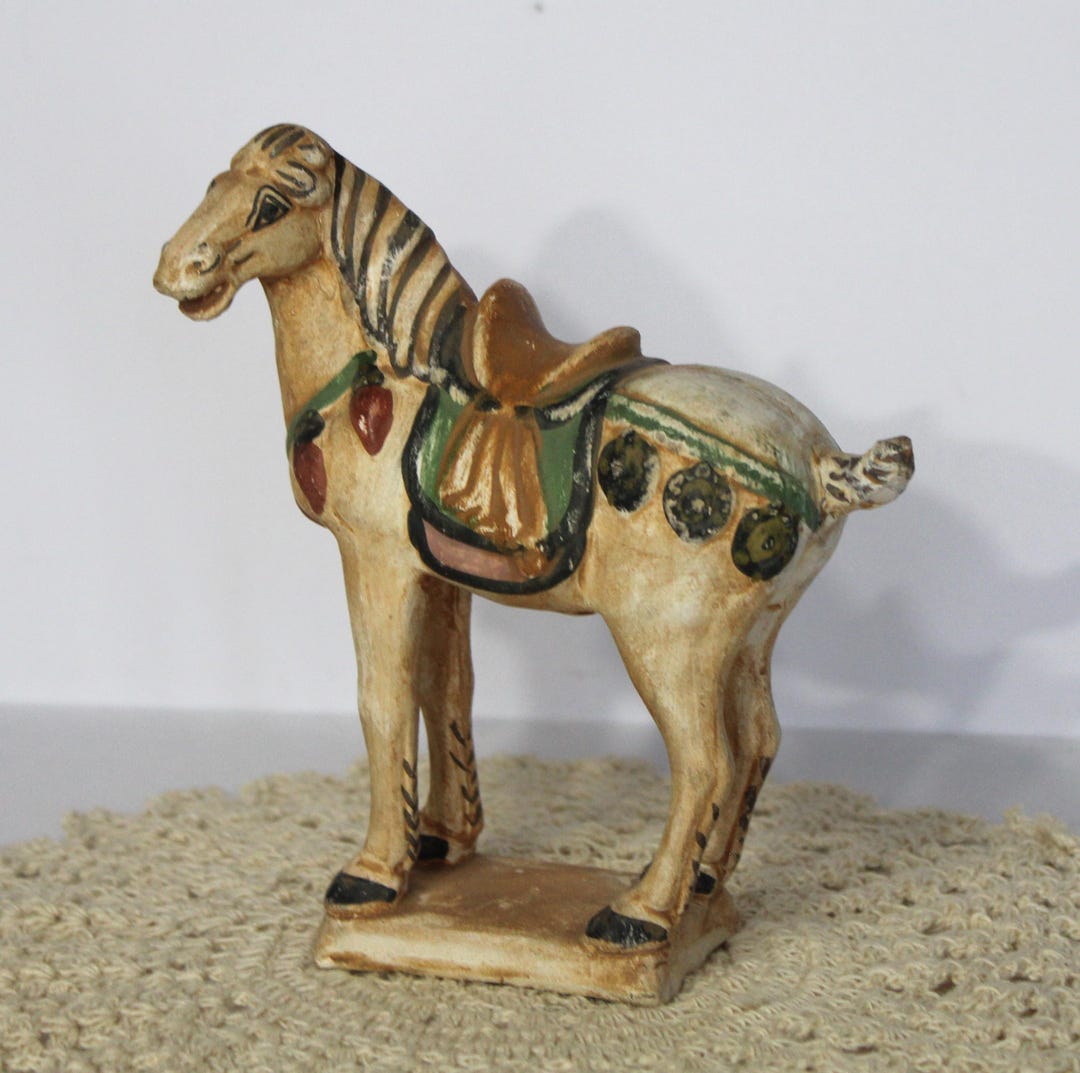 Vintage India Chalkware Horse Figurine Hand Painted - Etsy
