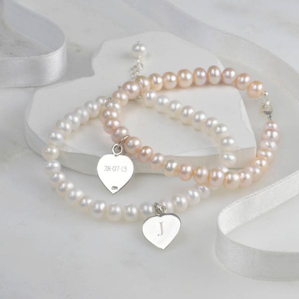 Pearl and Engraved Bracelet - Etsy
