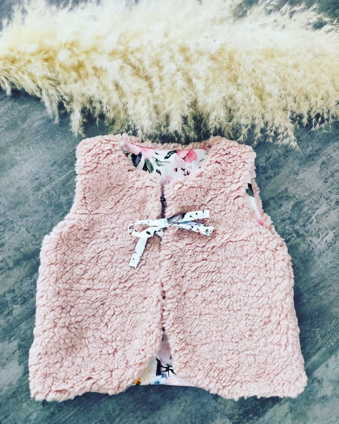 Shepherd Vest Faux Fur Pink Sheep and Floral Cotton, Different Sizes ...