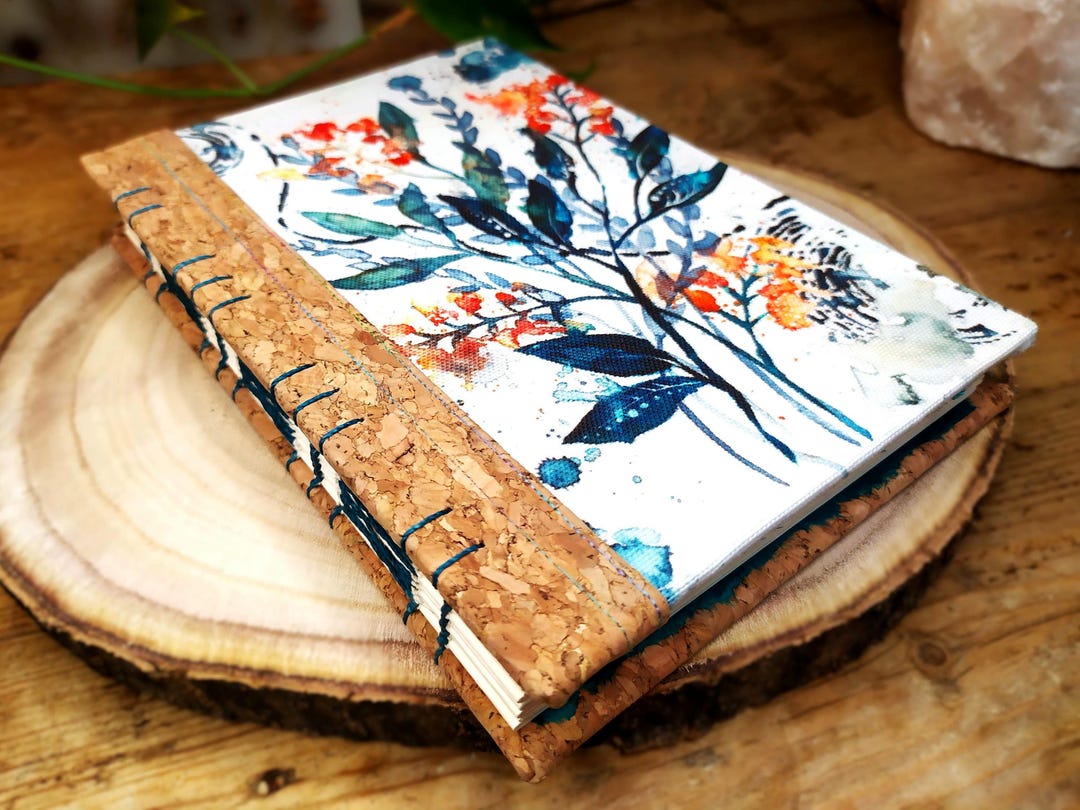 Fabric Handbound Notebook With Spring Flower Bouquet Design, Ivory ...