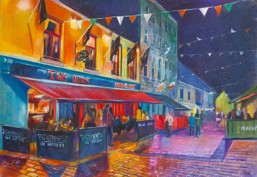 Galway Print, the Quays Bar, Print of Painting, Pencil Drawing, Galway ...