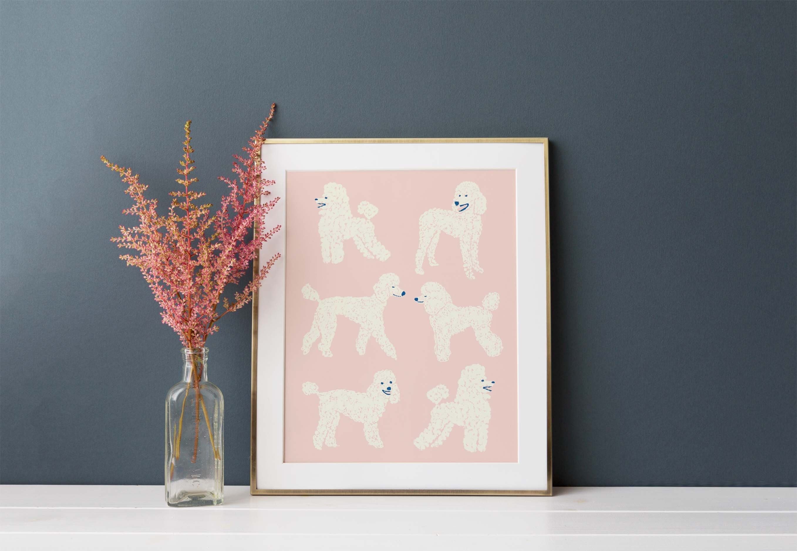 Printable Art Fluffy Poodles Art Print, Home Decor, Hand Drawn Textured ...