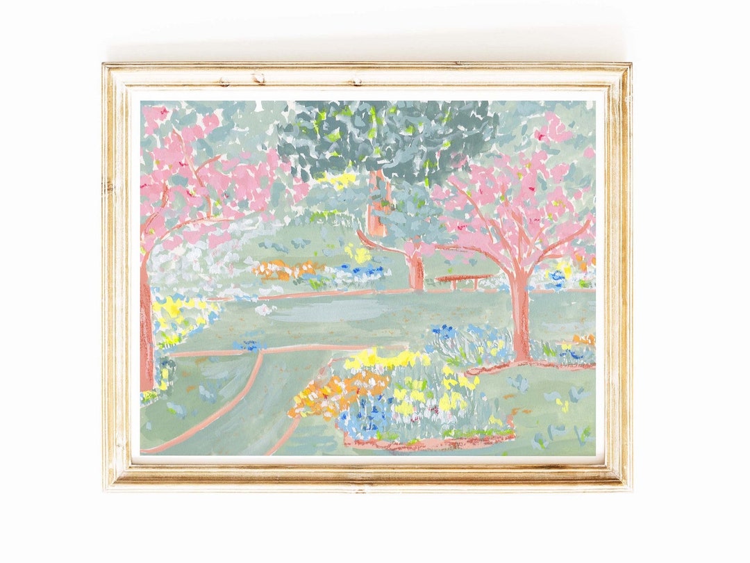 Spring Landscape Art Print | Living Room Wall Art | Garden Art Print ...