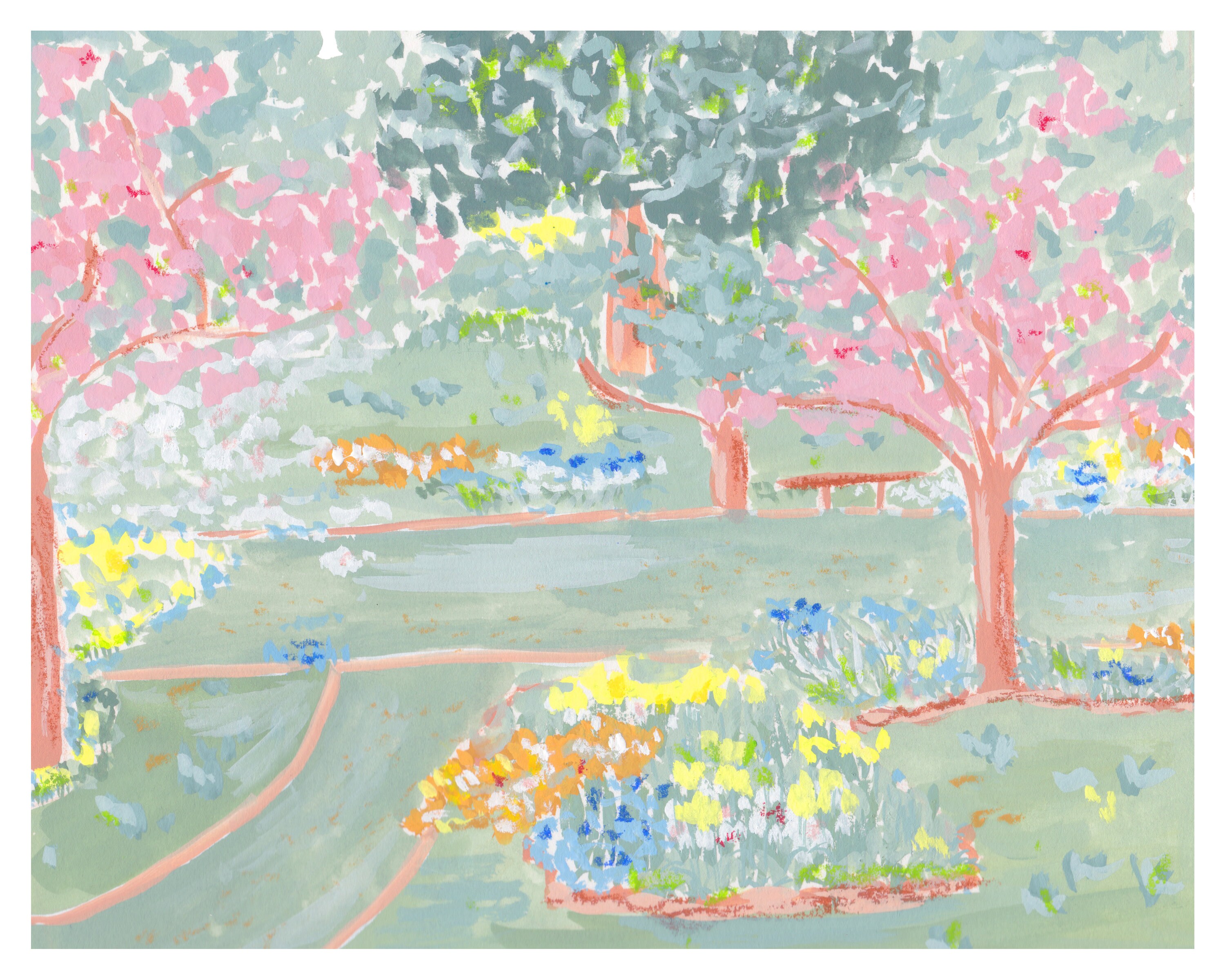 Spring Landscape Art Print Living Room Wall Art Garden Art Print ...