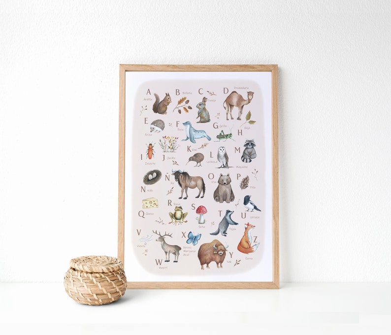 ABC Alphabet With Animals From the Forest Wall Nursery Art - Etsy