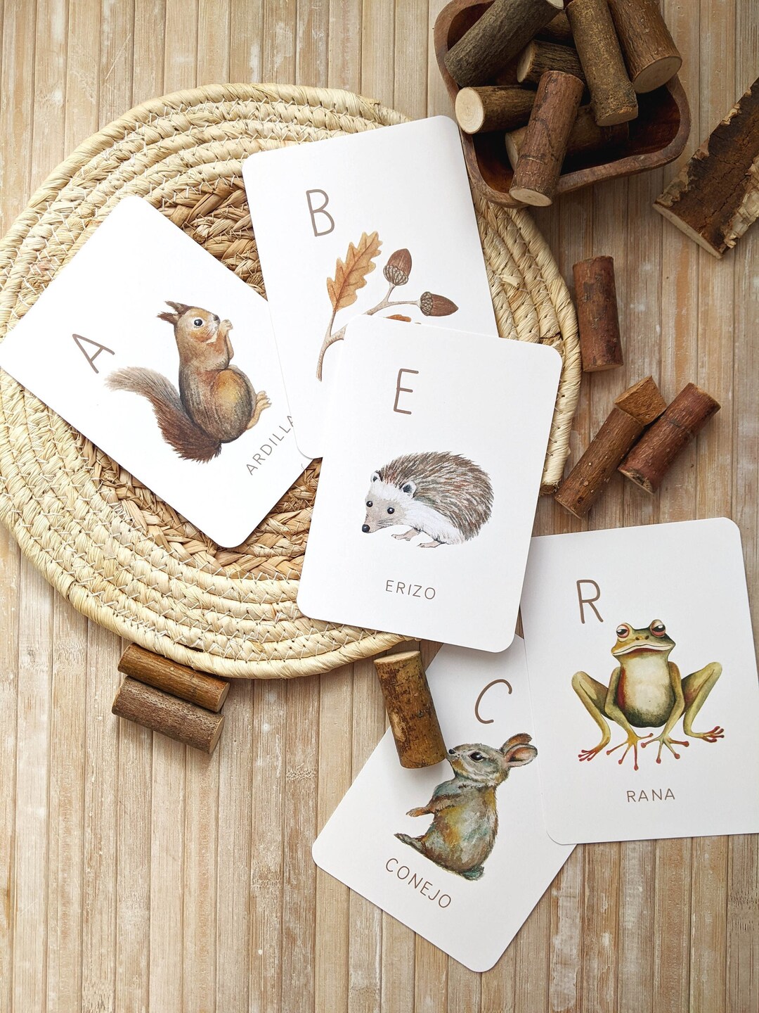 Alphabet Set With Animals From the Forest A to Z, Spanish Alphabet ...