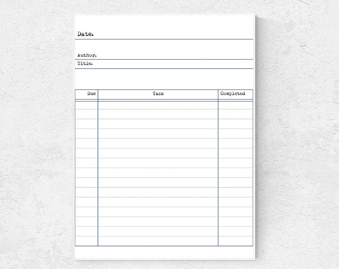 Library Card Task List Printable A4 - Etsy