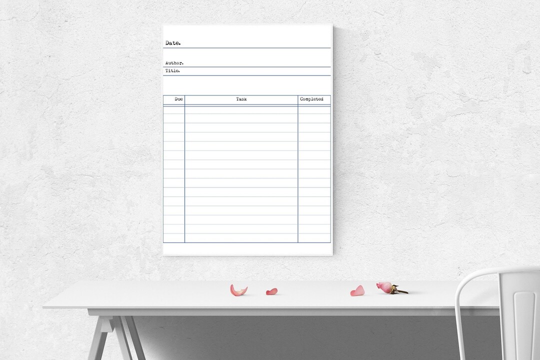 Library Card Task List Printable A4 - Etsy