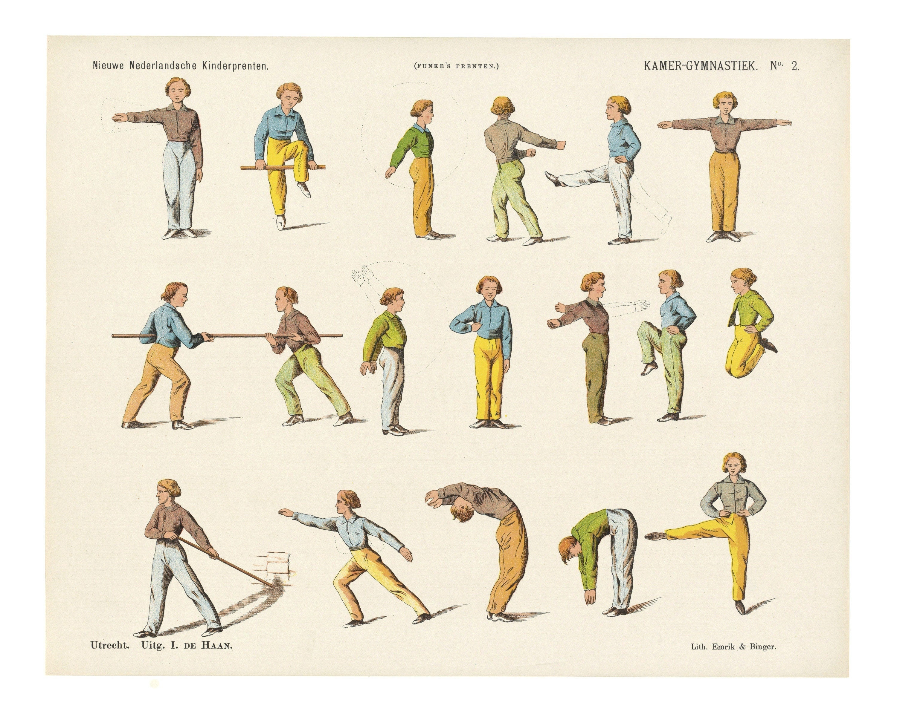 Vintage Exercise Art | Workout Room Wall Decor | Athlete or Gym Teacher ...