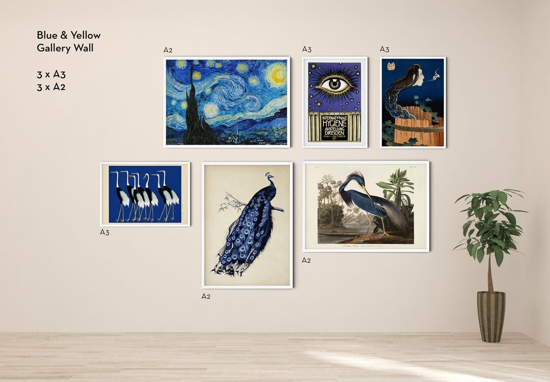 Blue Gallery Wall (set of 6 Art Prints) - Etsy