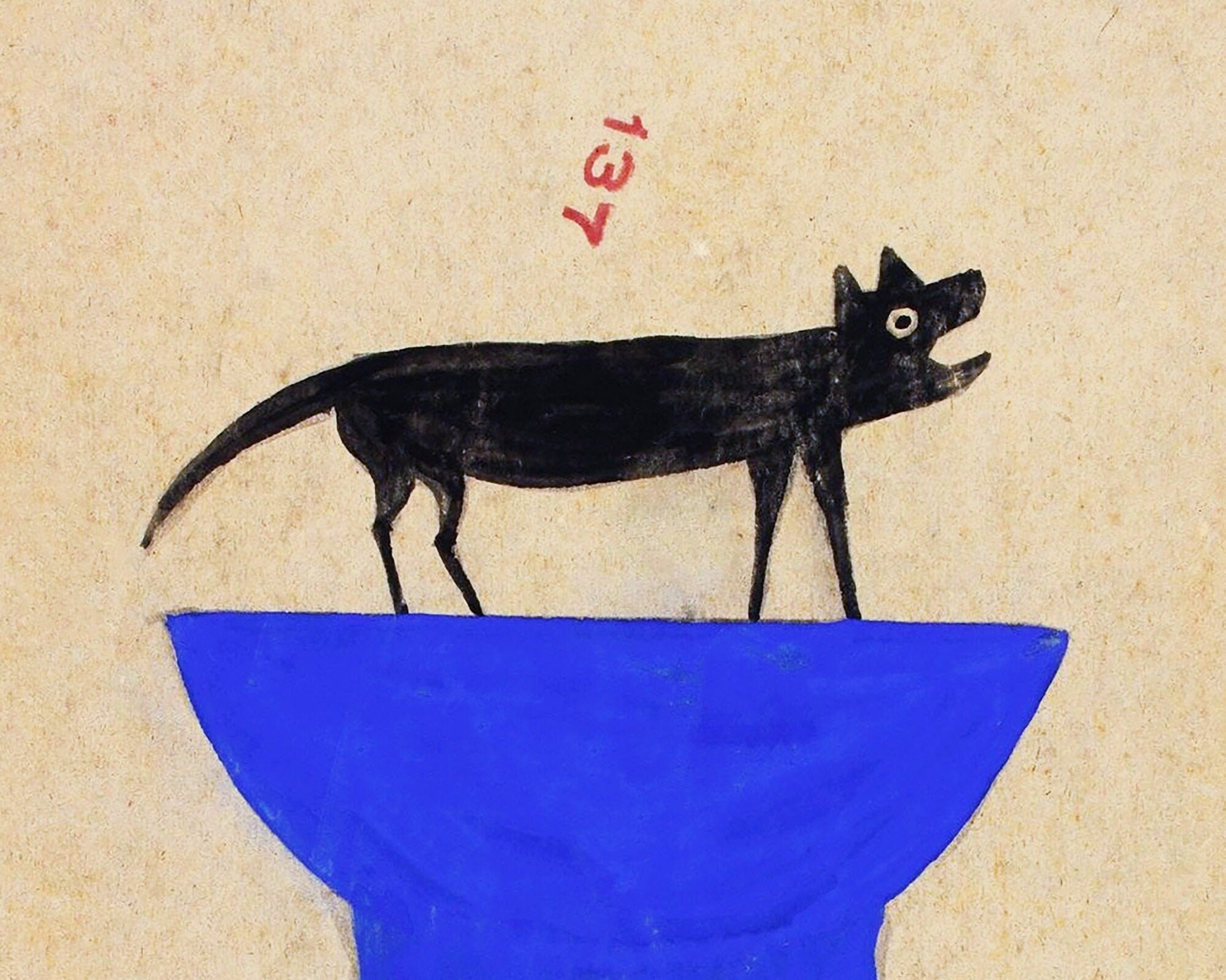 Bill Traylor Americana Art | Man Carrying Dog or Cat | Animal Folk Art ...