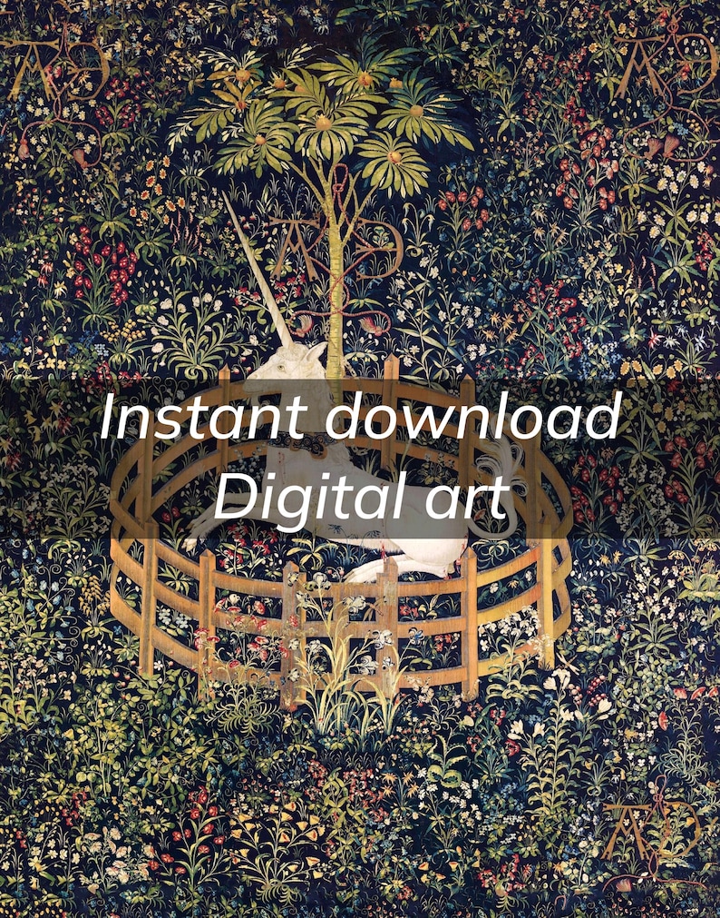Medieval Unicorn Tapestry Art: Enchanting Nursery Decor (digital ...