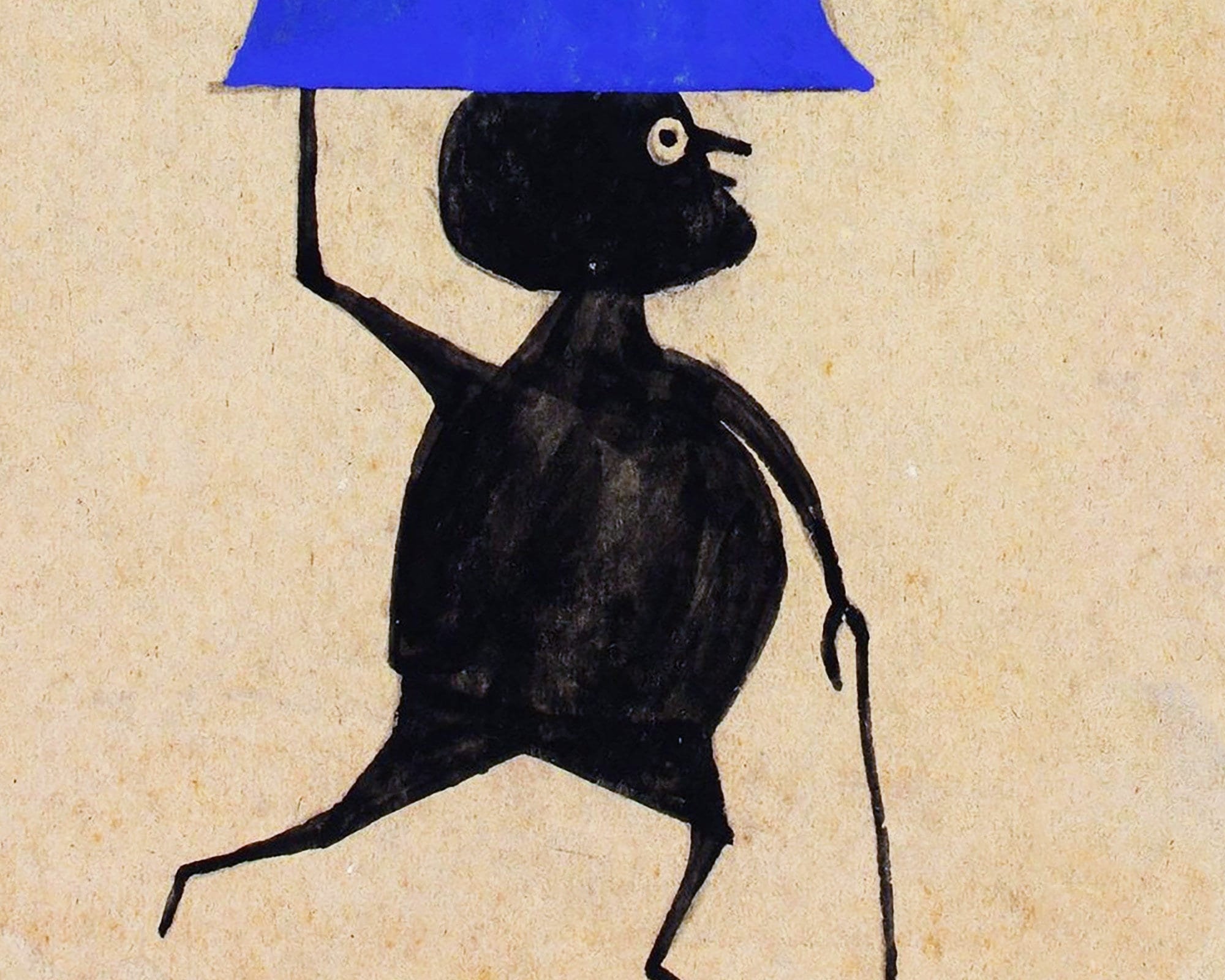 Bill Traylor Americana Art | Man Carrying Dog or Cat | Animal Folk Art ...