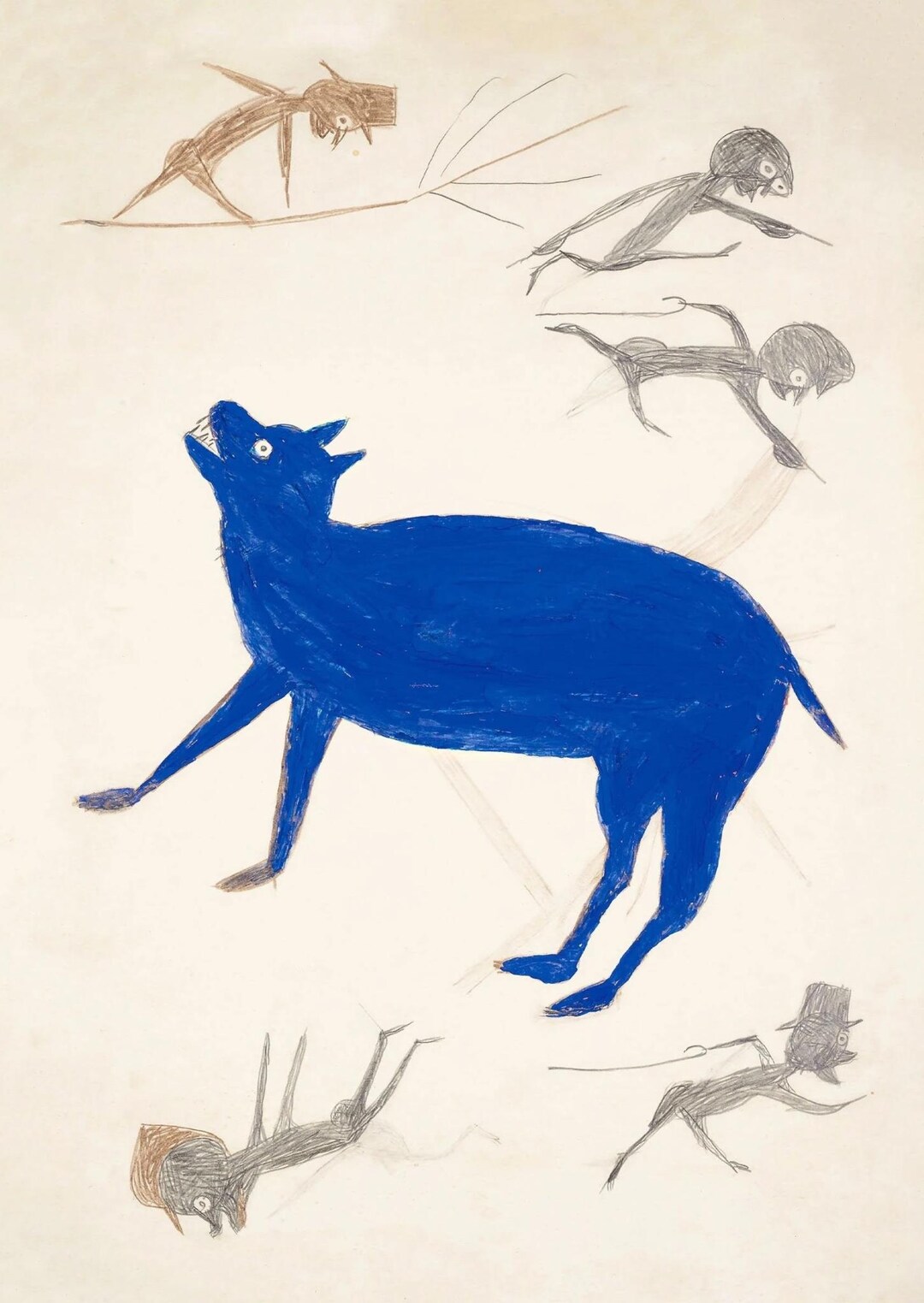 Prehistoric Blue Dog Art Print: Early Human Encounter (digital Download ...