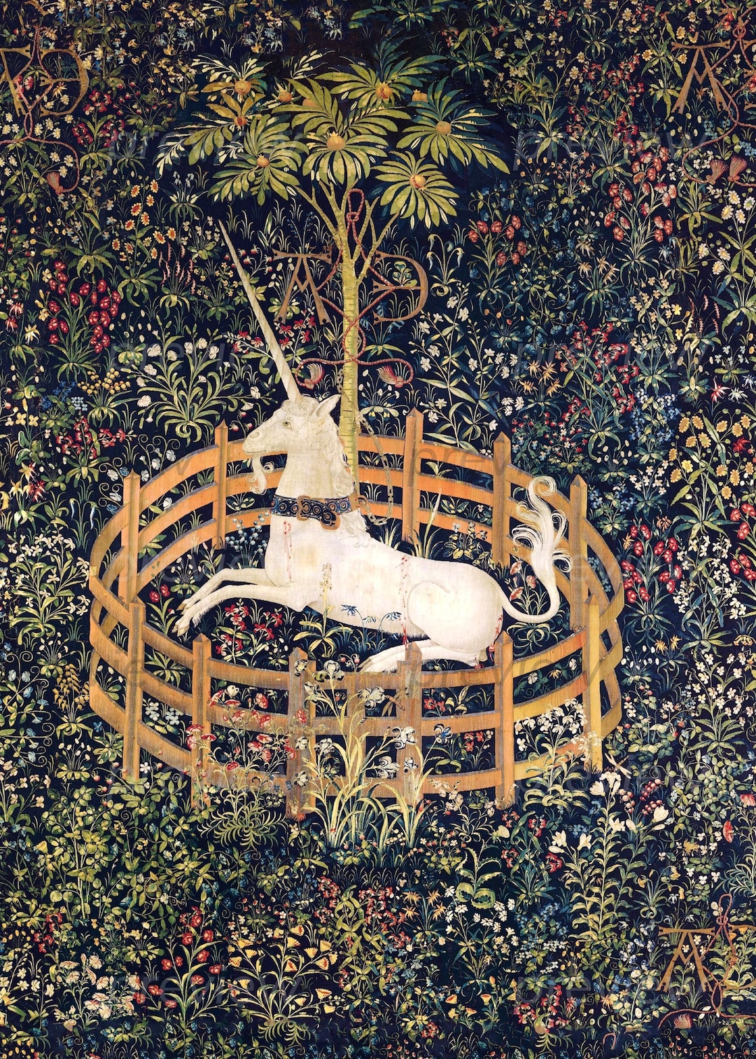 Medieval Unicorn Tapestry Digital Art Printable Instant Download ...