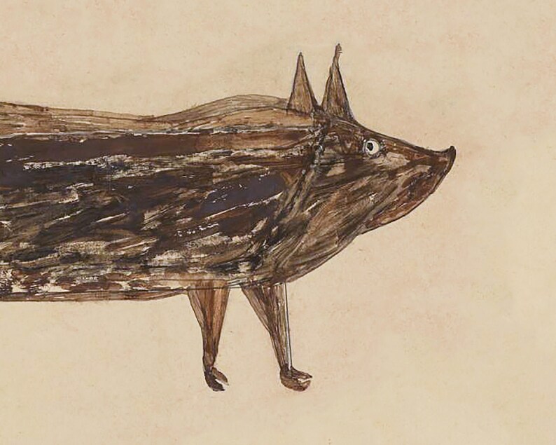 Bill Traylor Americana Art | Brown Pig | Farm Folk Art | African ...