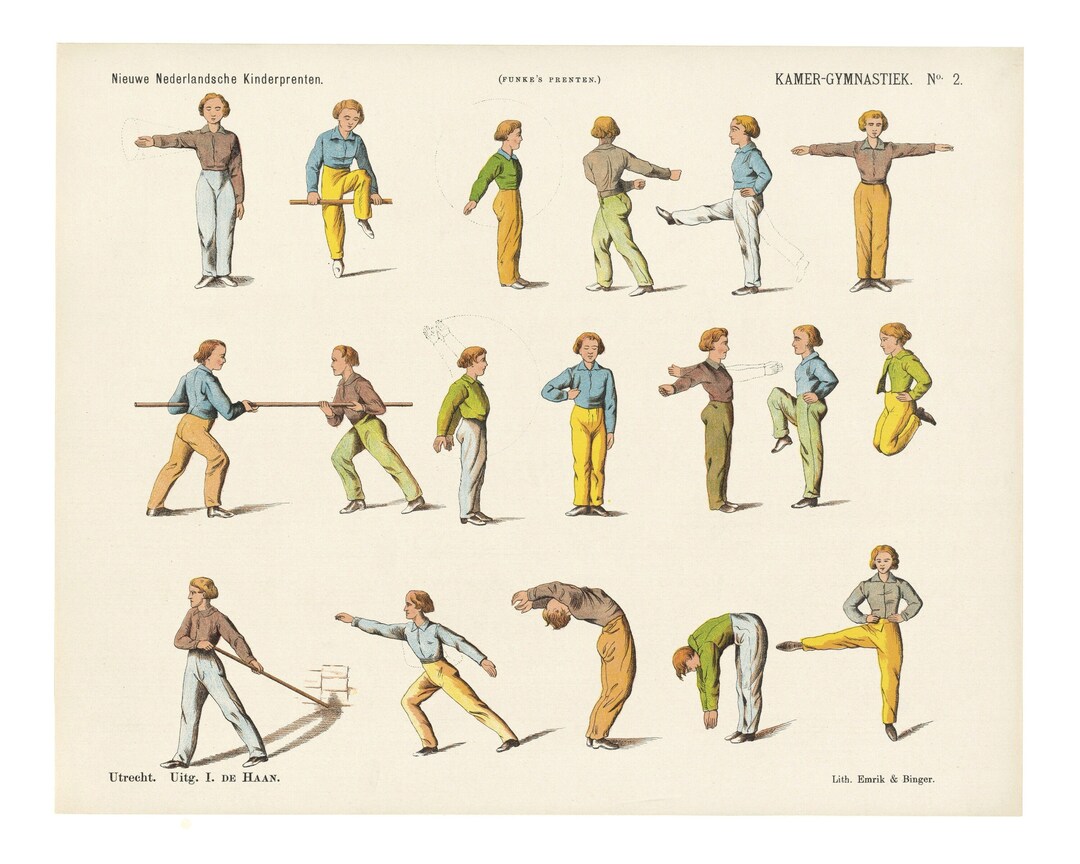 Vintage Exercise Art | Workout Room Wall Decor | Athlete or Gym Teacher ...