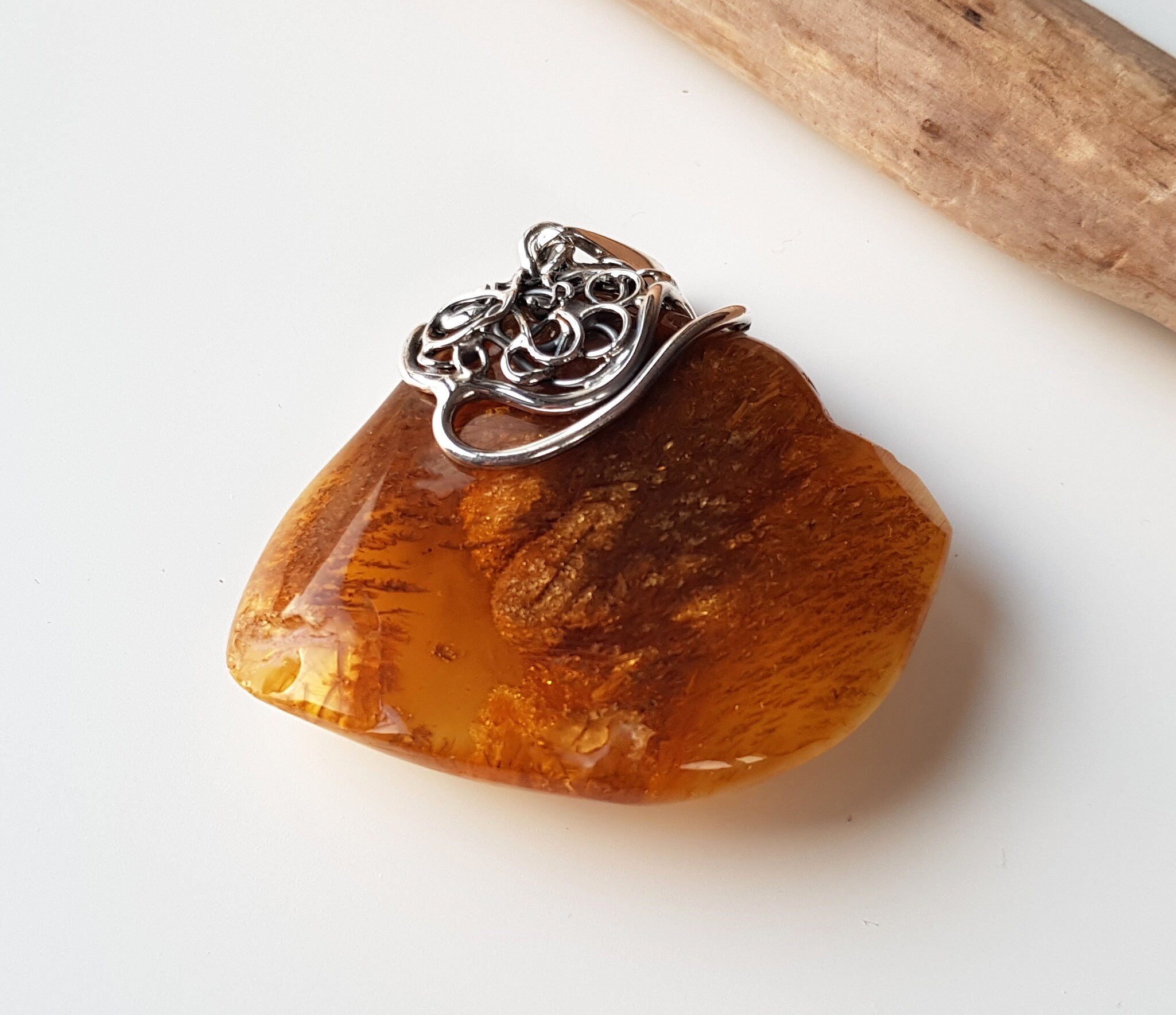 Énorme, pendentif brut en ambre de la Baltique, pendentif ambre blanc ...