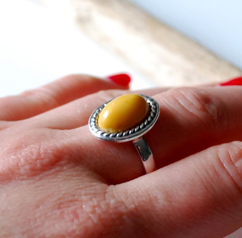 Natural Egg Yolk Baltic Amber Ring Honey Amber Ring Amber | Etsy