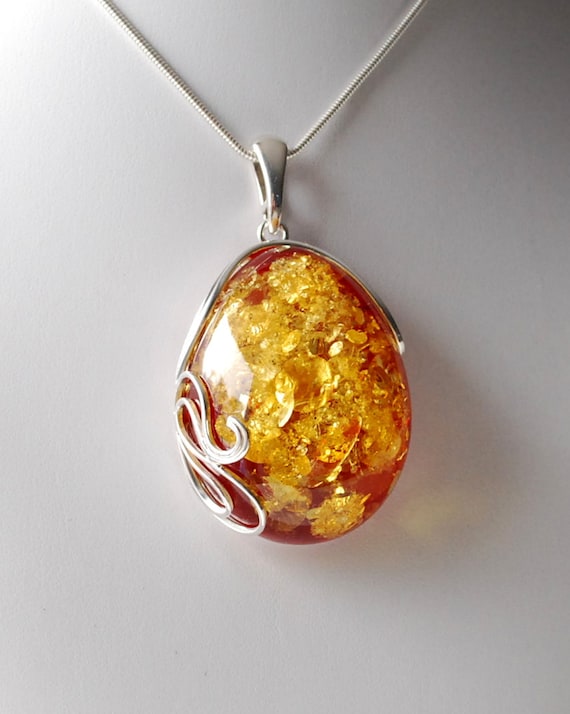 217 G Fiery Amber Pendant Stunning Baltic Amber Jewelry | Etsy