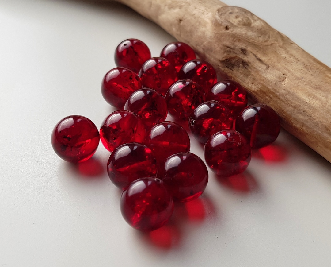 Set of 17 Dark Red Baltic Amber Beads, Drilled Amber Beads, Genuine ...