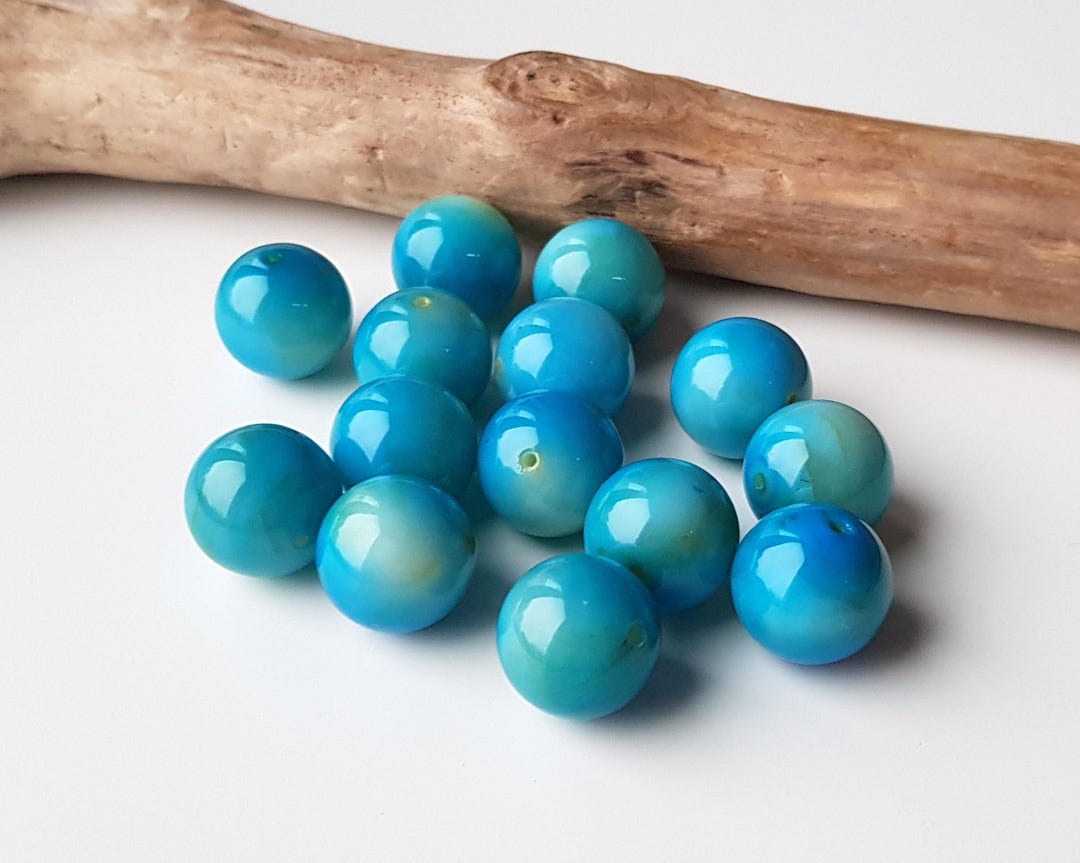 Set of 14 Blue Baltic Amber Beads, Drilled Amber Beads, Genuine Amber ...