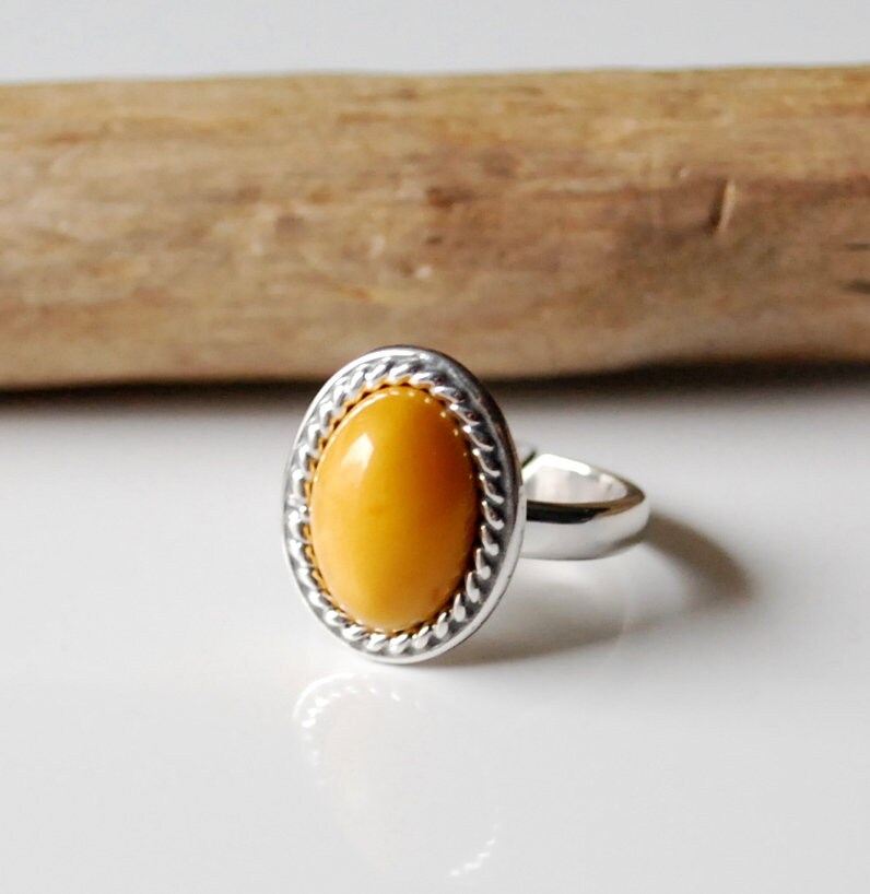 Natural Egg Yolk Baltic Amber Ring Honey Amber Ring Amber | Etsy