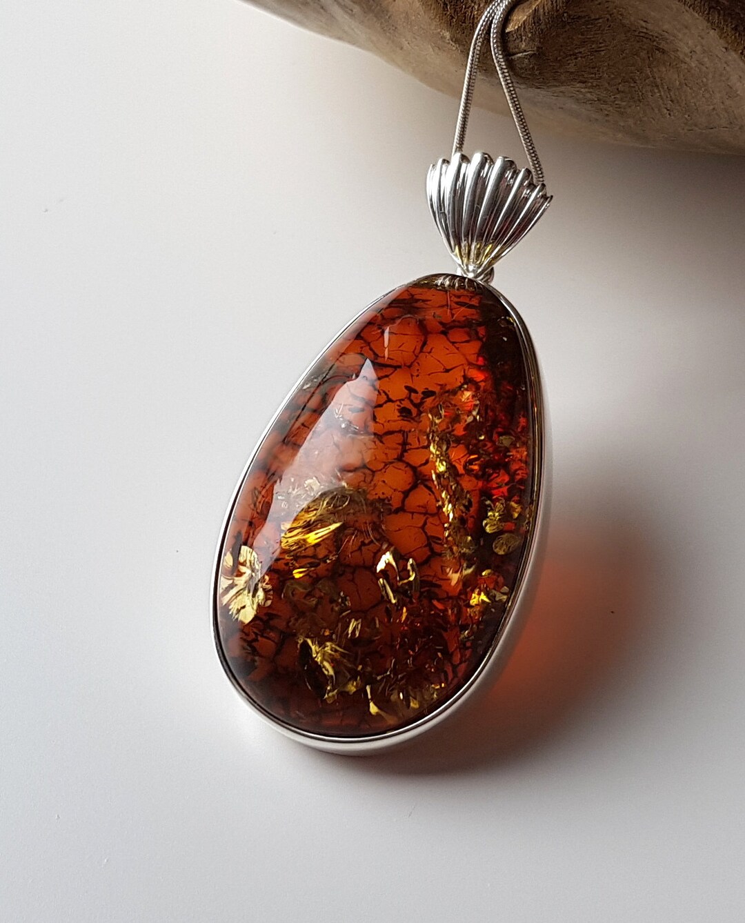 Pendentif en ambre véritable, pendentif en ambre naturel, brun-or et en ...
