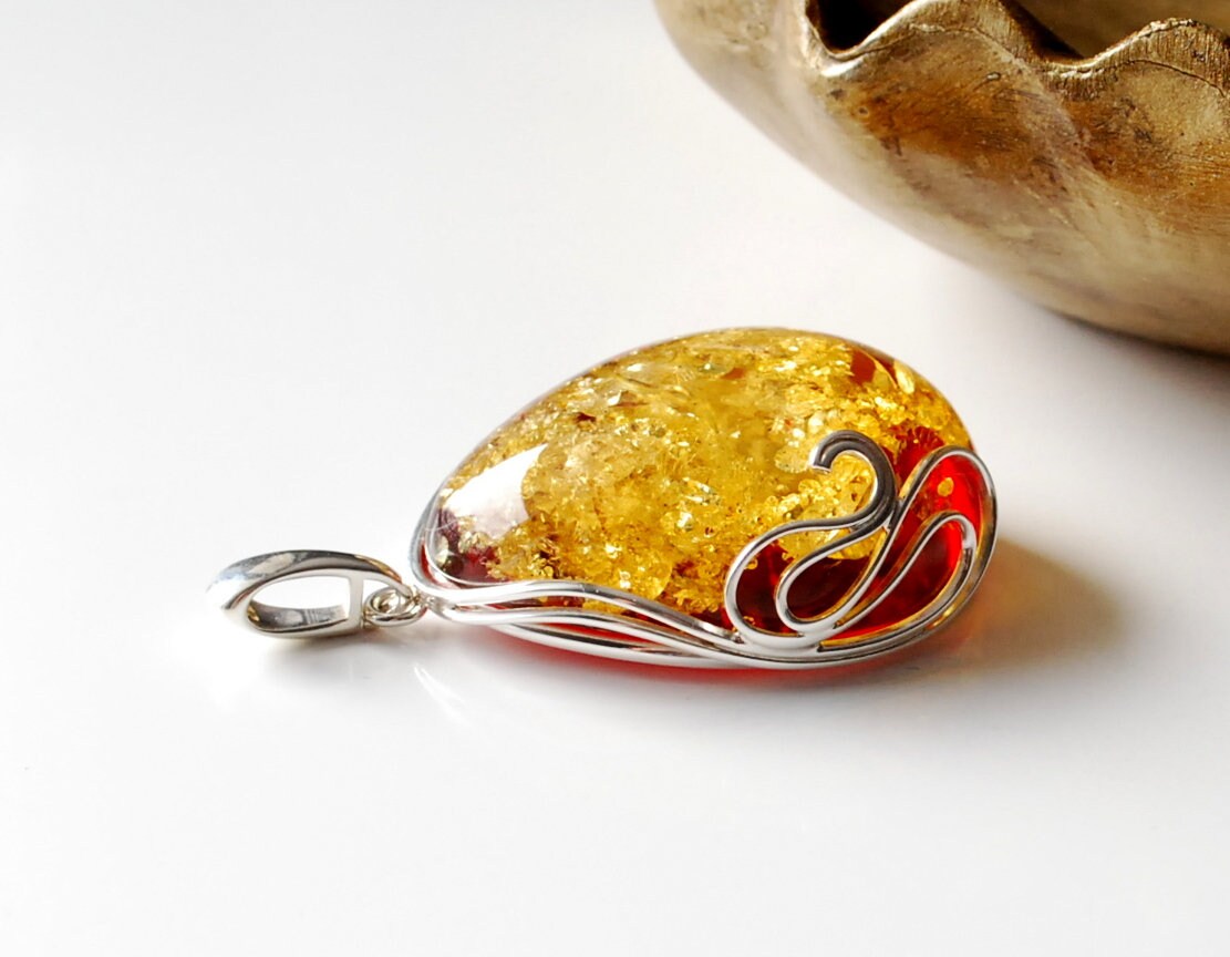 217 G Fiery Amber Pendant Stunning Baltic Amber Jewelry - Etsy