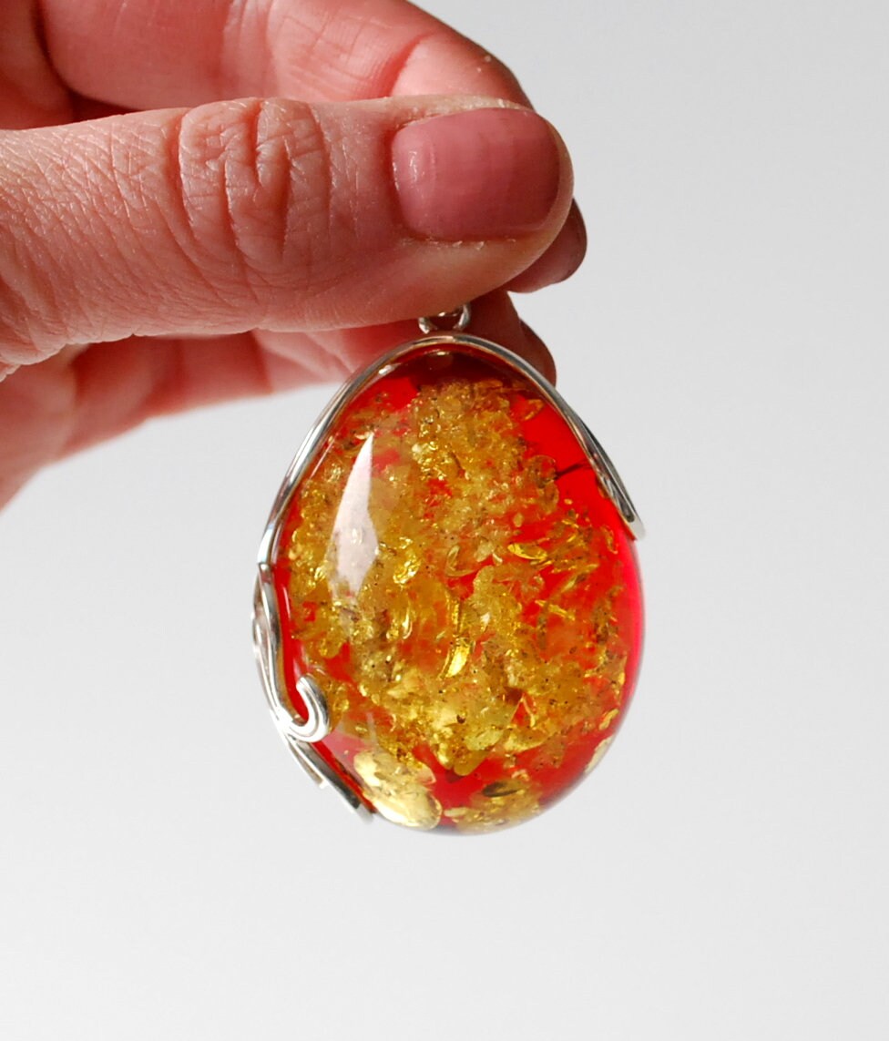 217 G Fiery Amber Pendant Stunning Baltic Amber Jewelry | Etsy