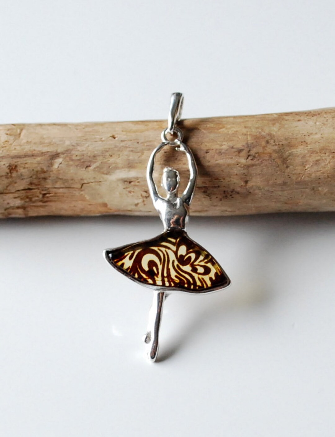 Amber Ballet Dancer Pendant, Hand Carved Baltic Amber Pendant, Amber ...