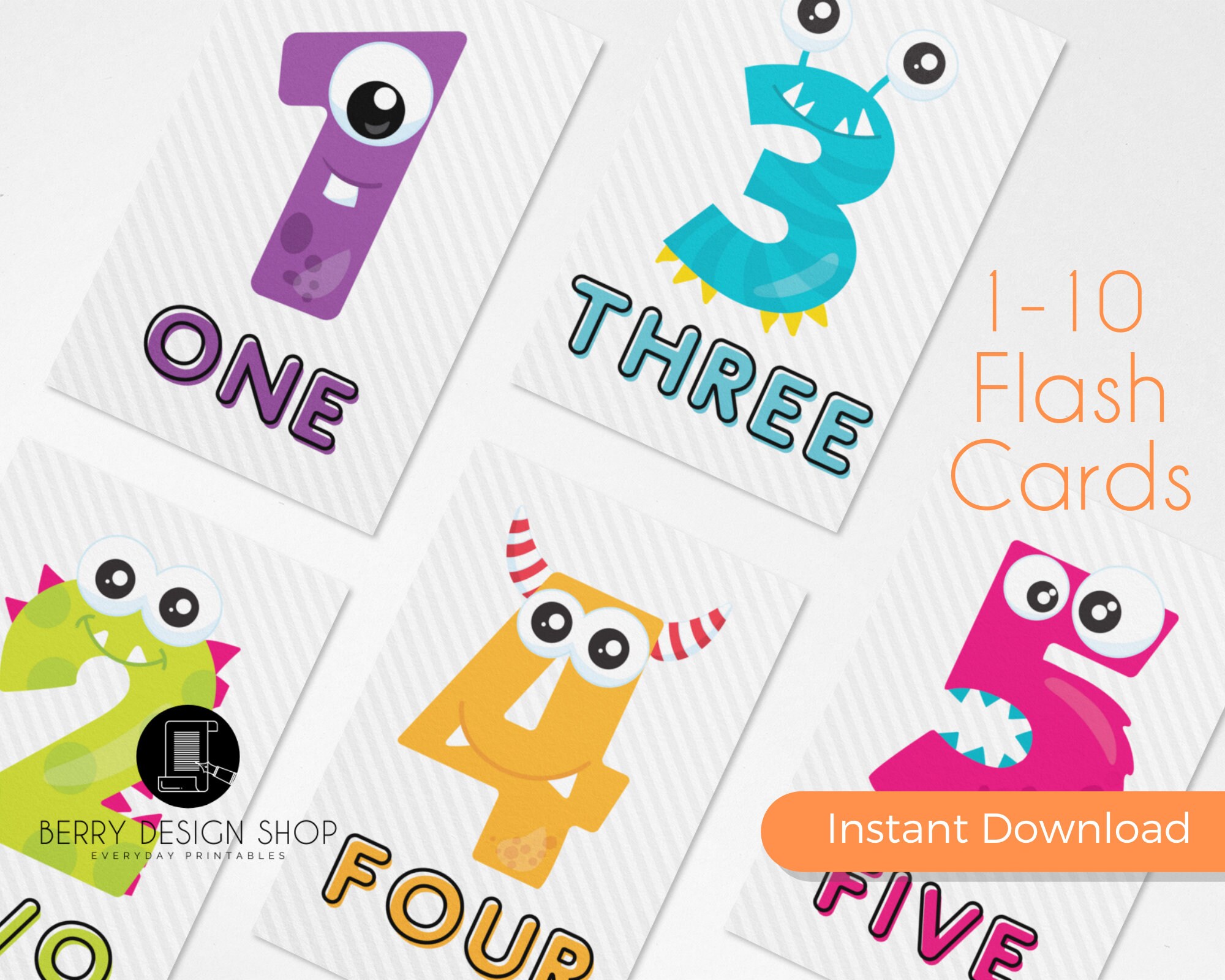 Number Flashcards 1-10, Preschool Flashcards, Number Flashcards Digital ...