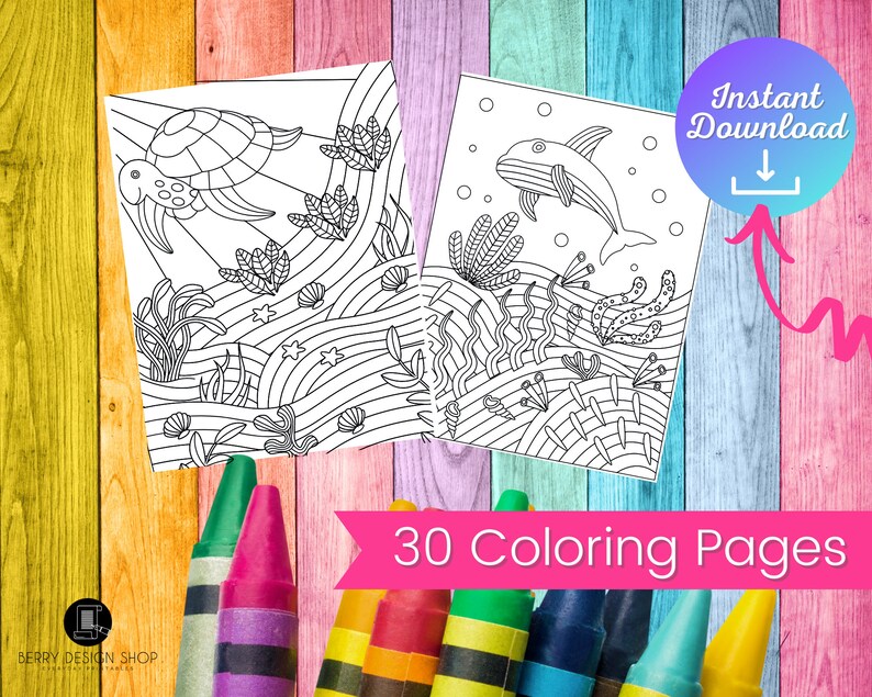 30 Ocean Coloring Pages, Kids Coloring Pages, Printable Ocean Digital ...