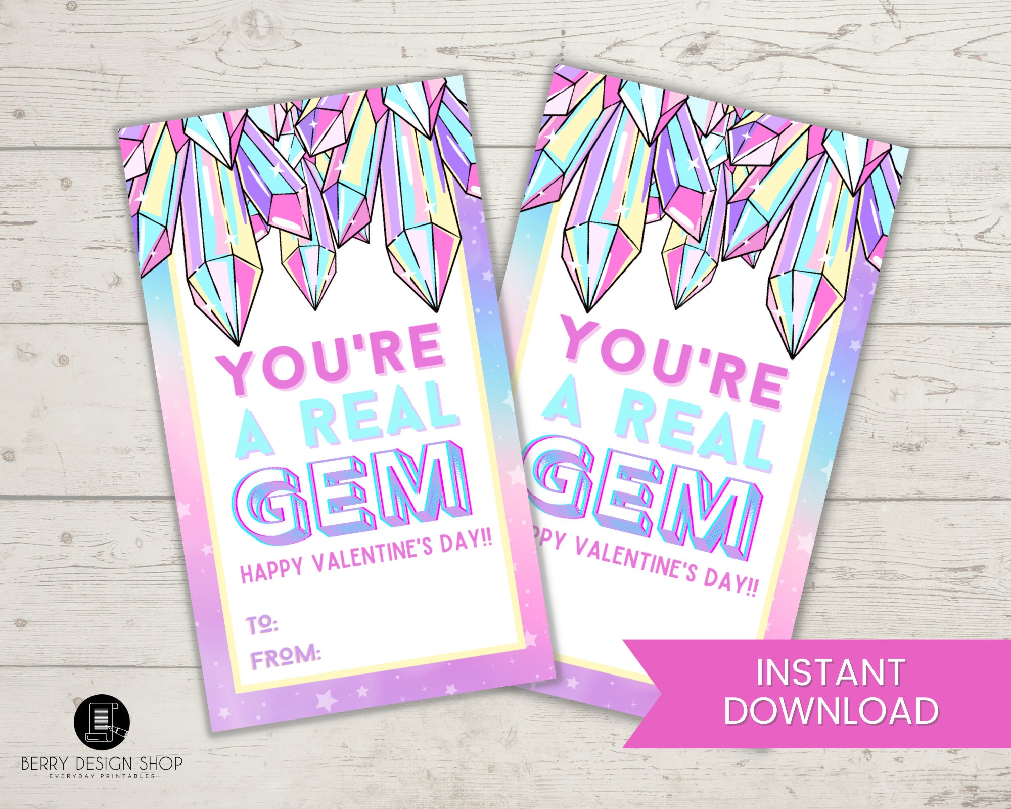 Buy Gem Valentine Card, Printable Valentine Card, Ring Pop Valentine ...