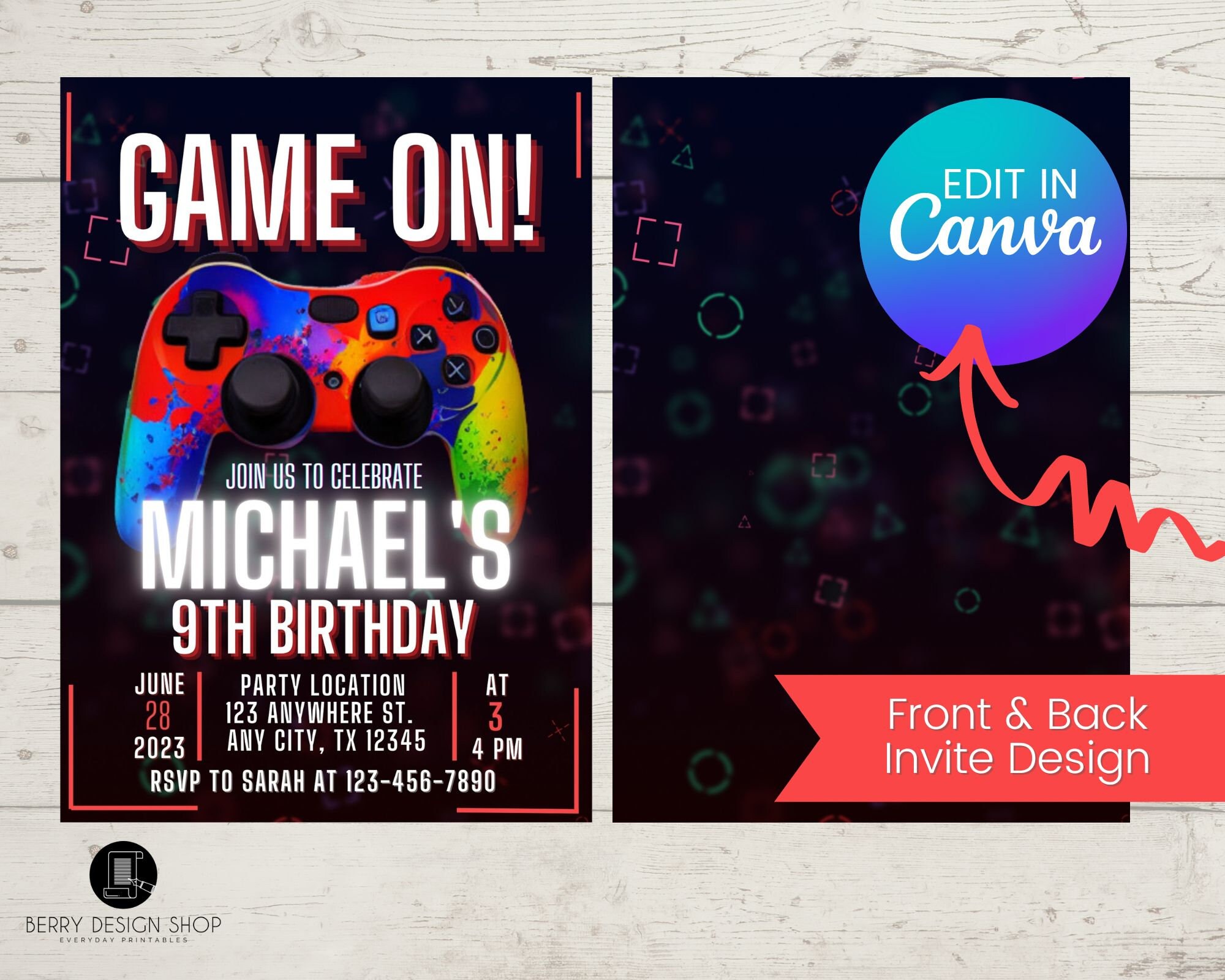Gamer Birthday Invitation Video Game Invitation Instant Download ...