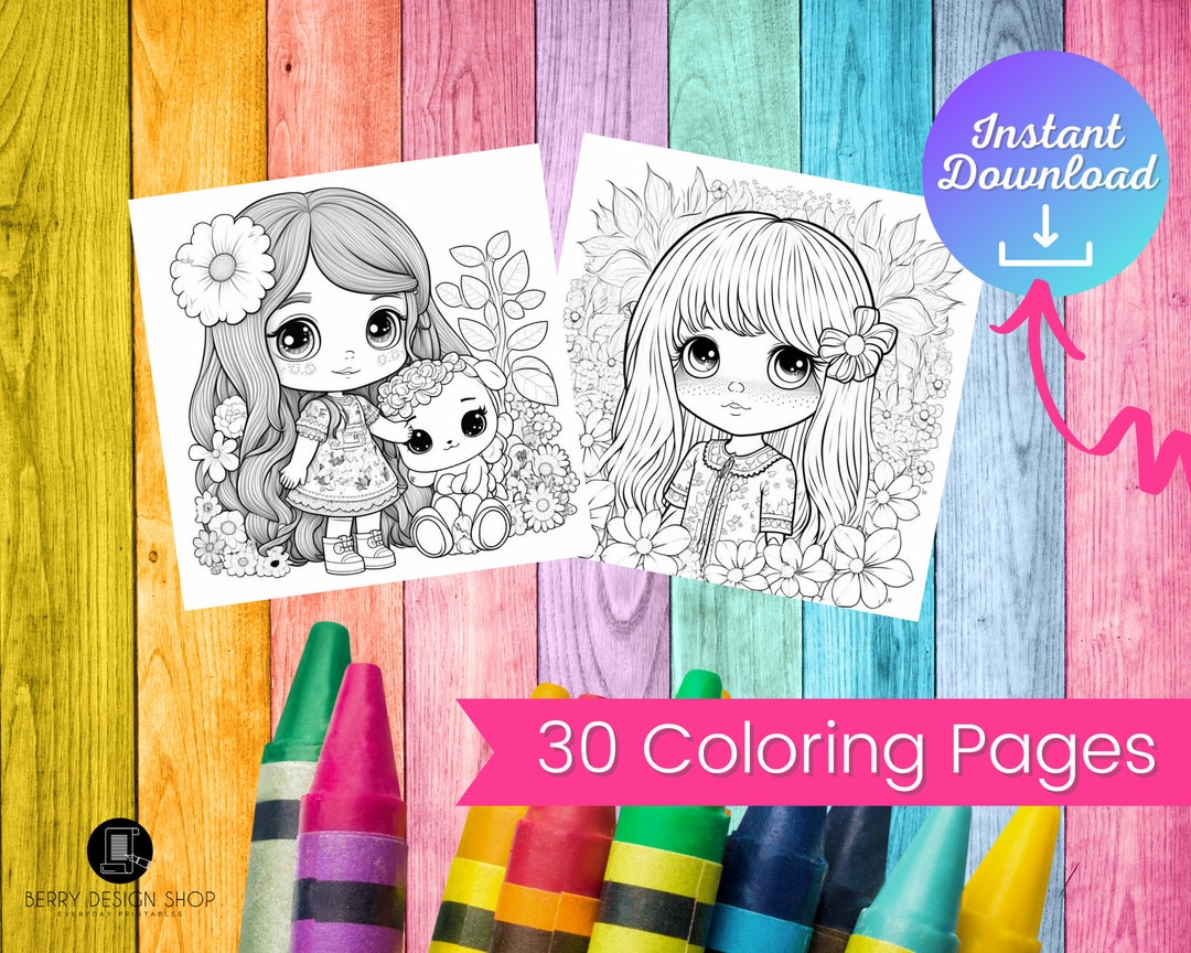 Girls Coloring Pages Kids Activity Set Instant Download 30 Pages - Etsy