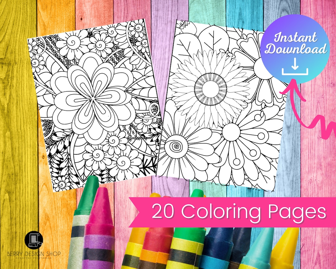 20 Pages Girls Coloring Book Set 1 Instant Download PDF File Kids ...