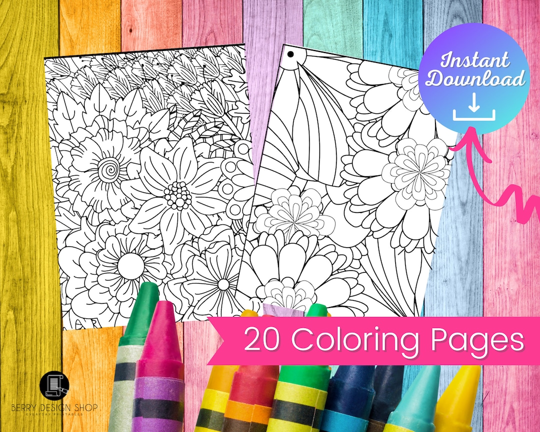 20 Pages Girls Coloring Book Set 4 Instant Download Kids Coloring Books ...