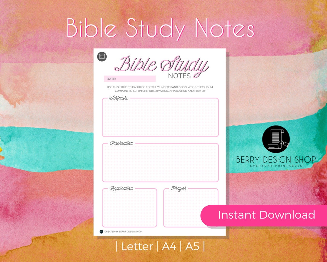 Bible Study Printable | A4, A5 and Letter, Bible Journal and Christian ...
