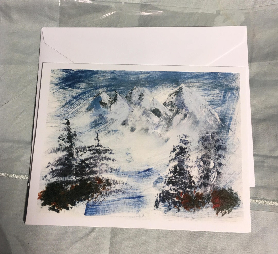 Snowy Mountain Card - Etsy