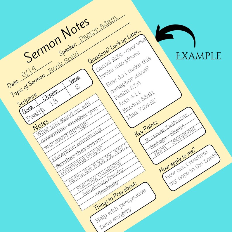 Sermon Notes Worksheet, Digital Journal, Minimalist Design, 2 Sizes - Etsy