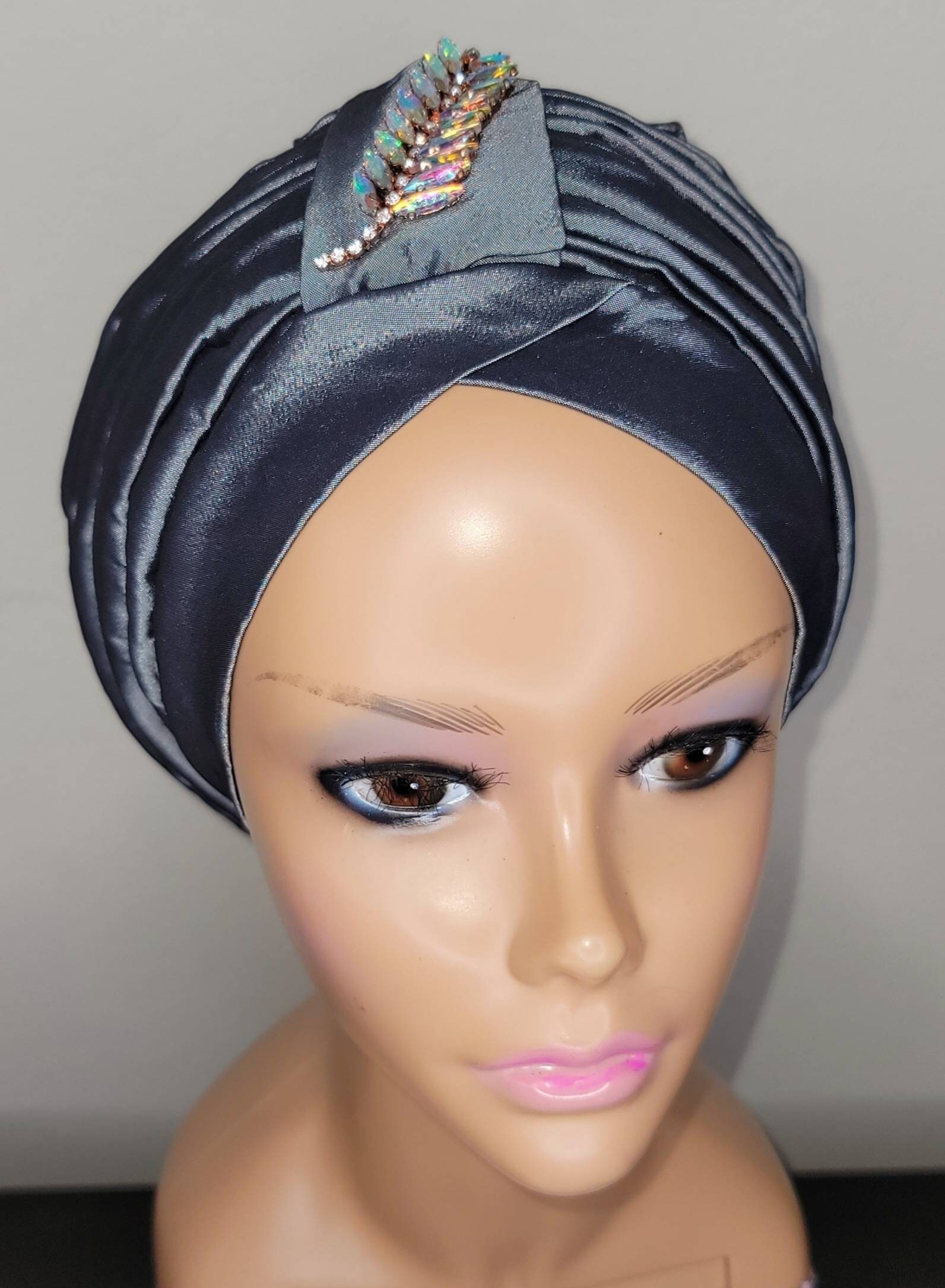 Turban cap made with Taffeta Fabric with frint up-do and Leafy | Etsy