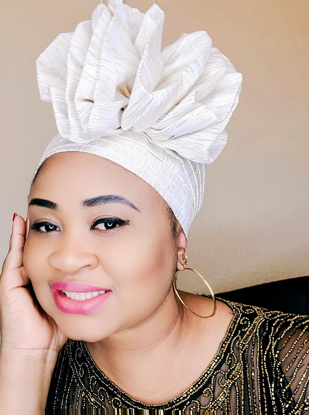 Aso Oke Auto-turban Cap Side Up-do With Embellishments/ Aso Oke ...