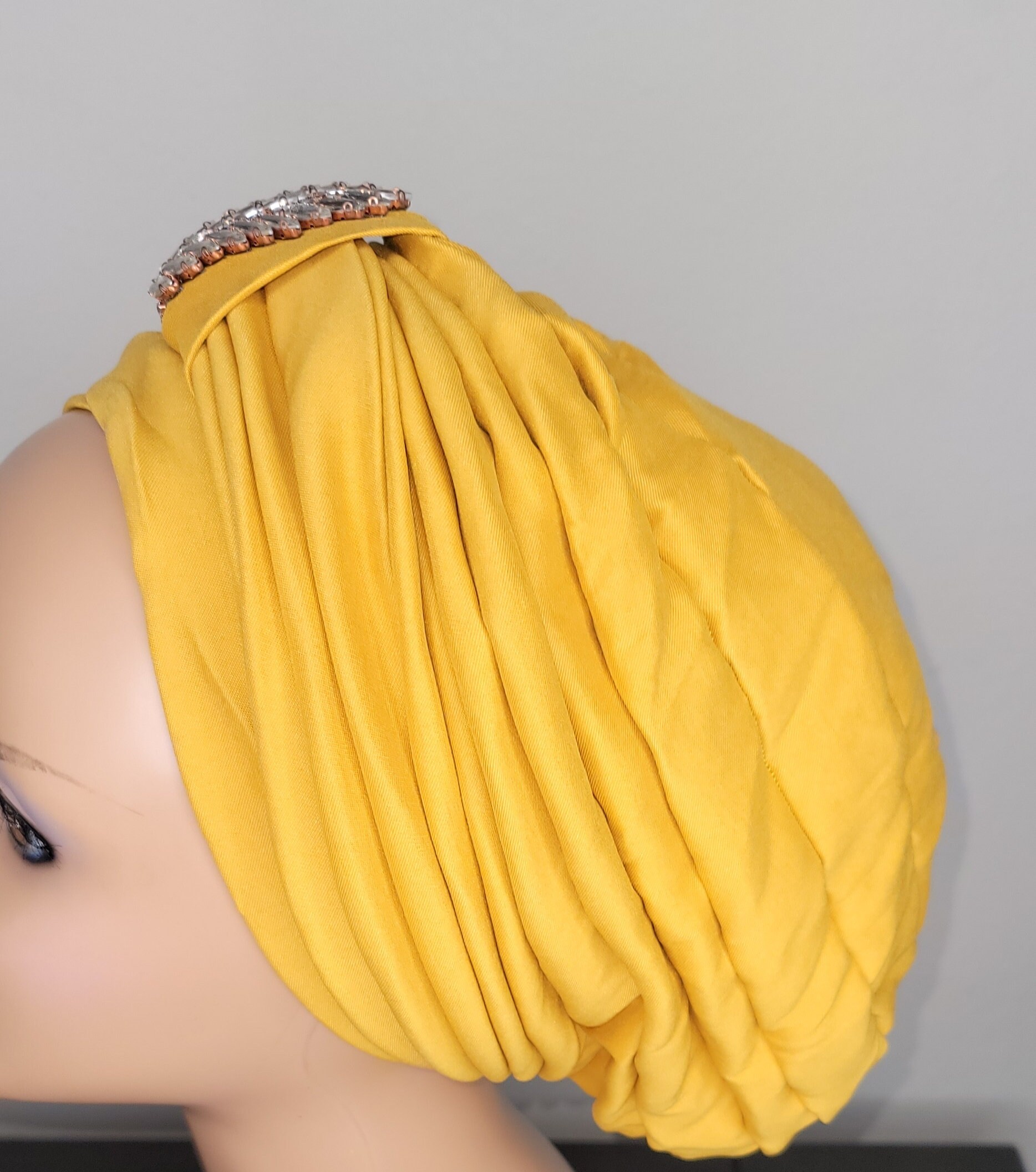 Turban Cap Made With Taffeta Fabric With Frint Up-do and Leafy - Etsy ...