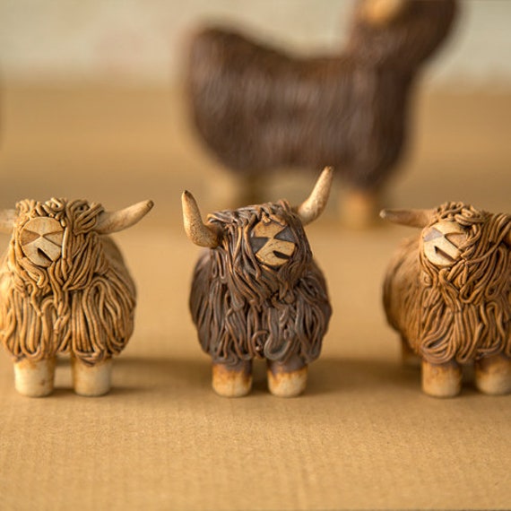 Small Pottery Highland Cow - Etsy UK