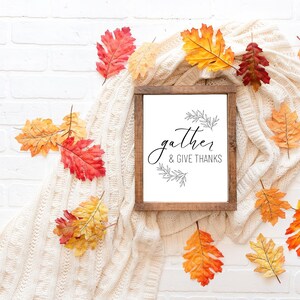 Gather and Give Thanks, Fall Printable, Autumn Printable, Thanksgiving ...