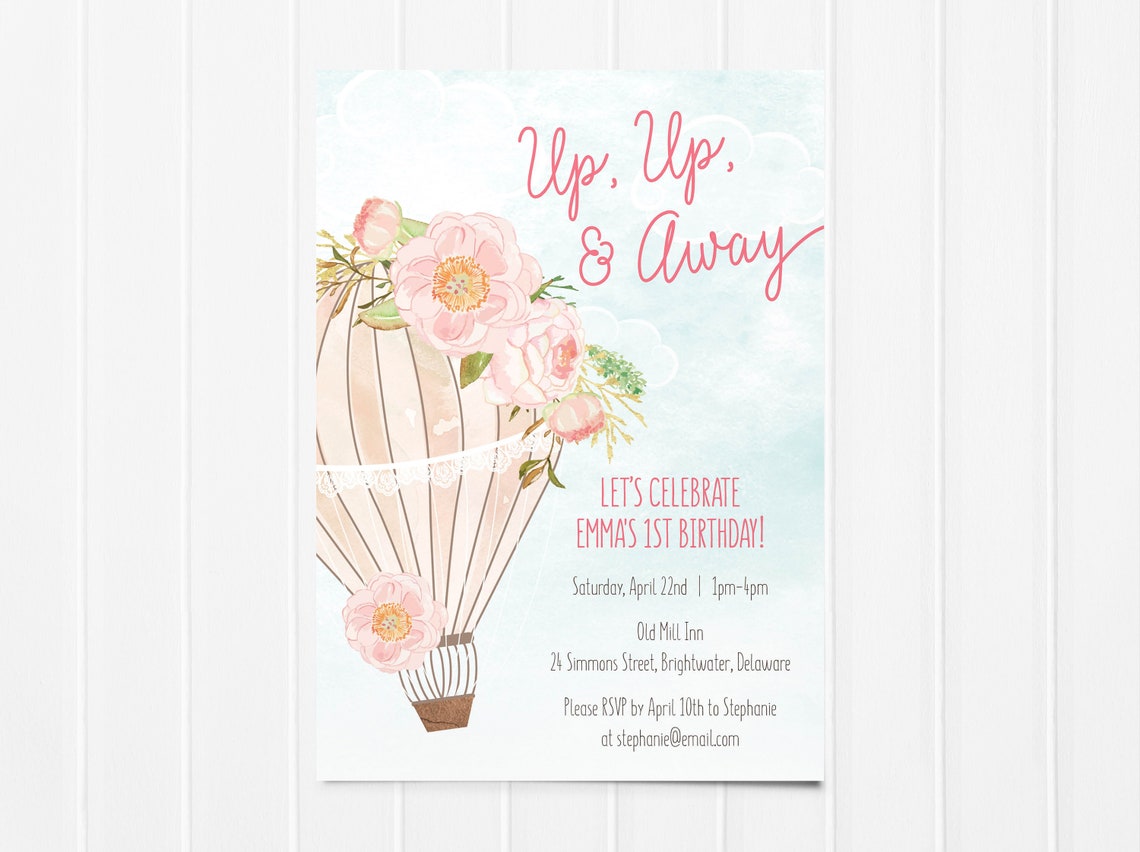 Hot Air Balloon Birthday Invitation | Printable - Etsy