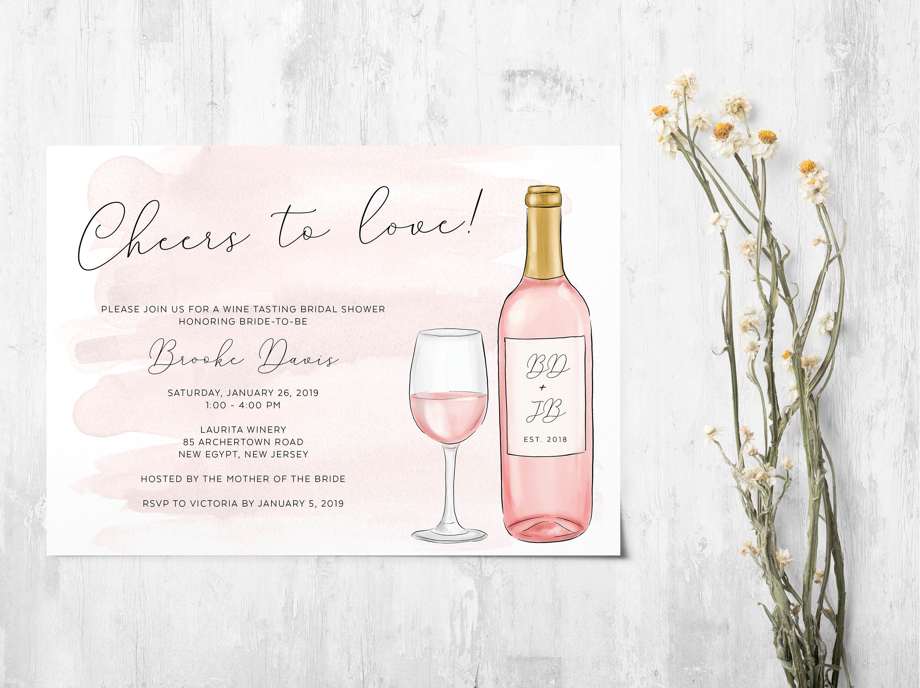 Wine Tasting Bridal Shower Invitation | Printable - Etsy