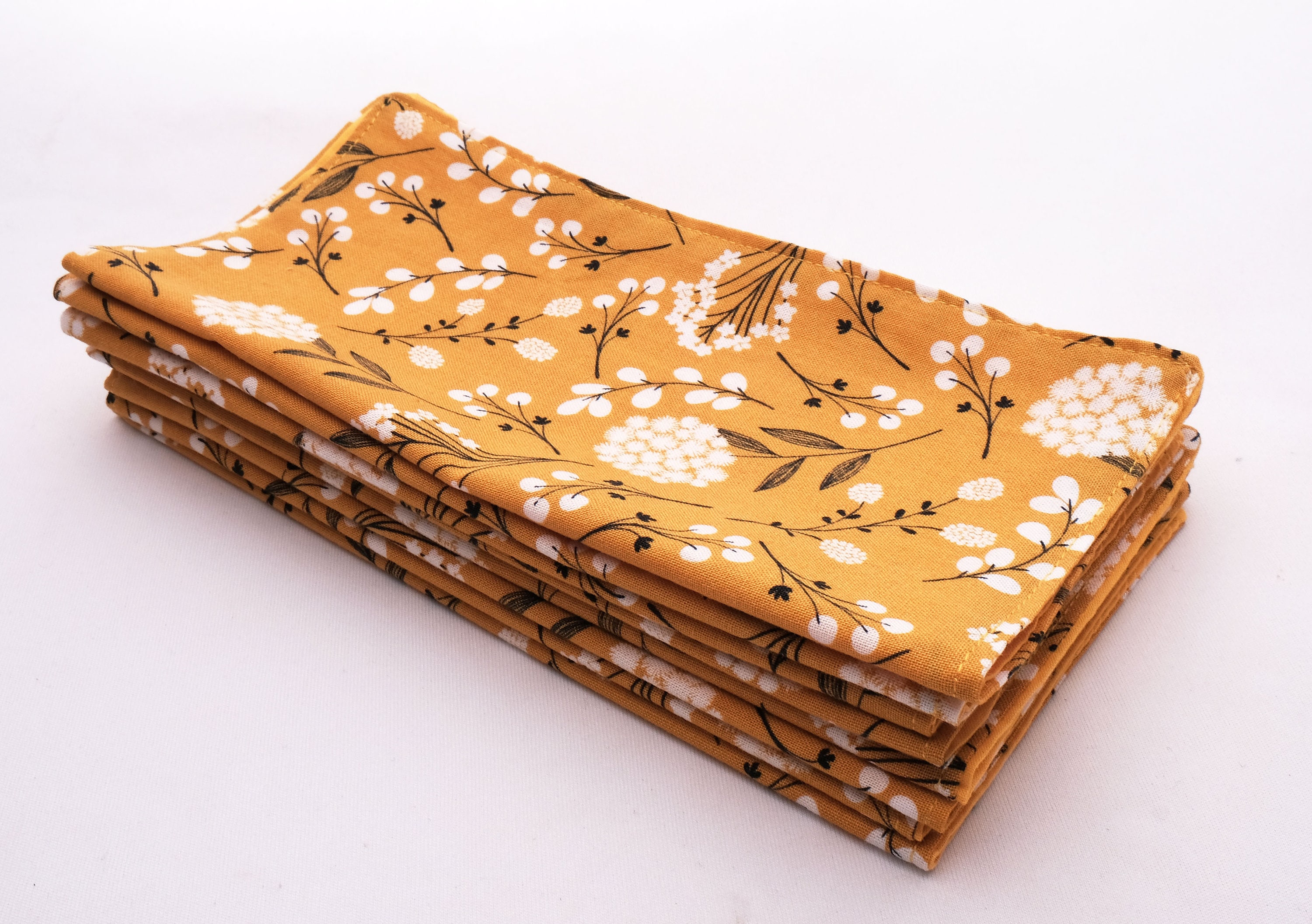 Cloth Napkins Golden Yellow Floral Snack Size Double - Etsy