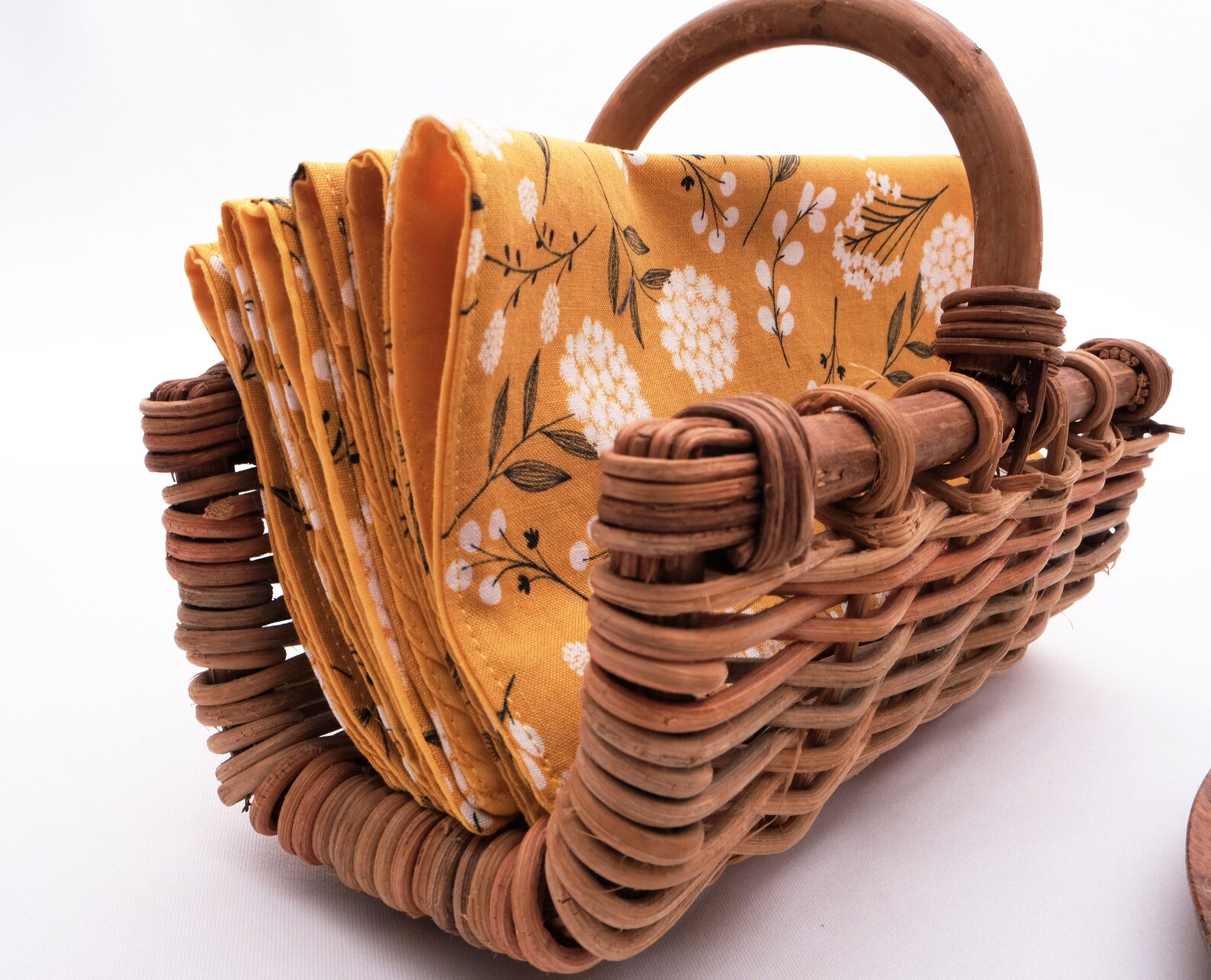 Cloth Napkins Golden Yellow Floral Snack Size Double - Etsy